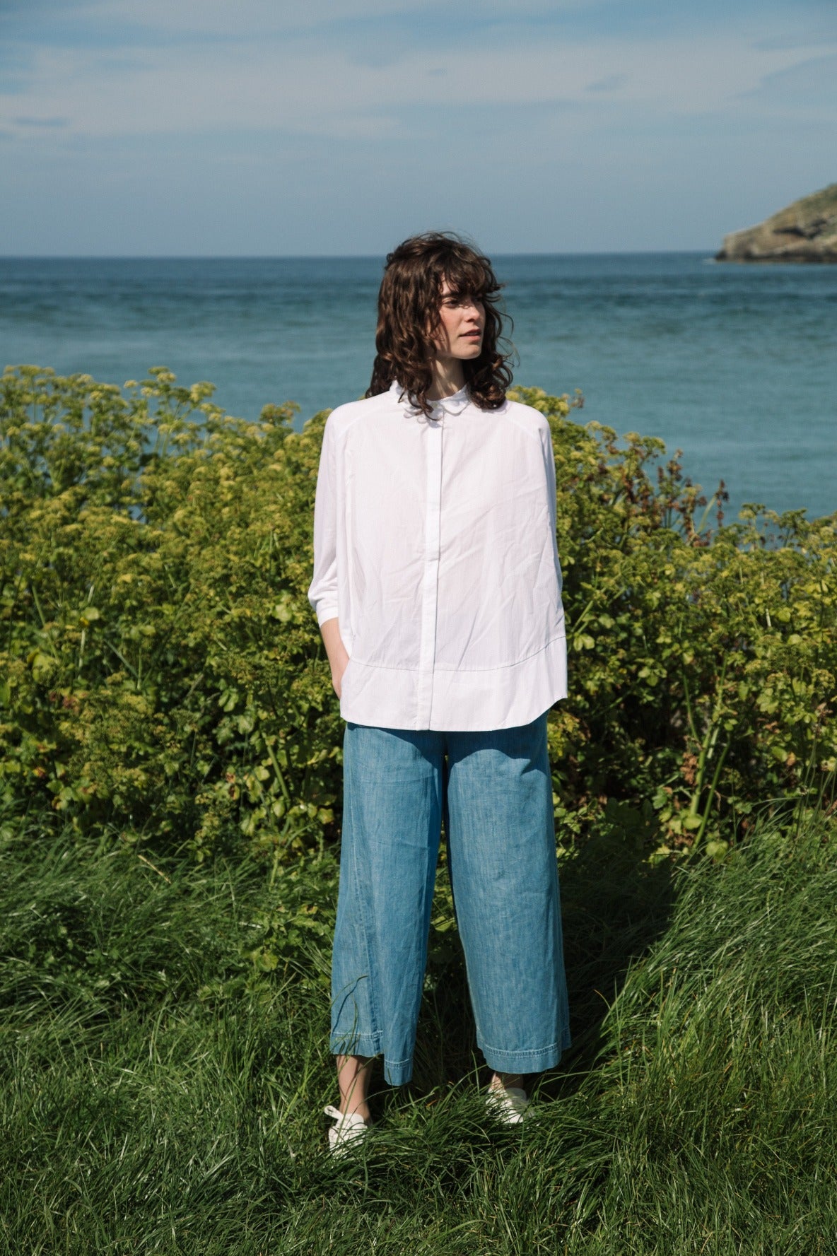 Everly Organic Cotton Batwing Shirt in White | Beaumont Organic