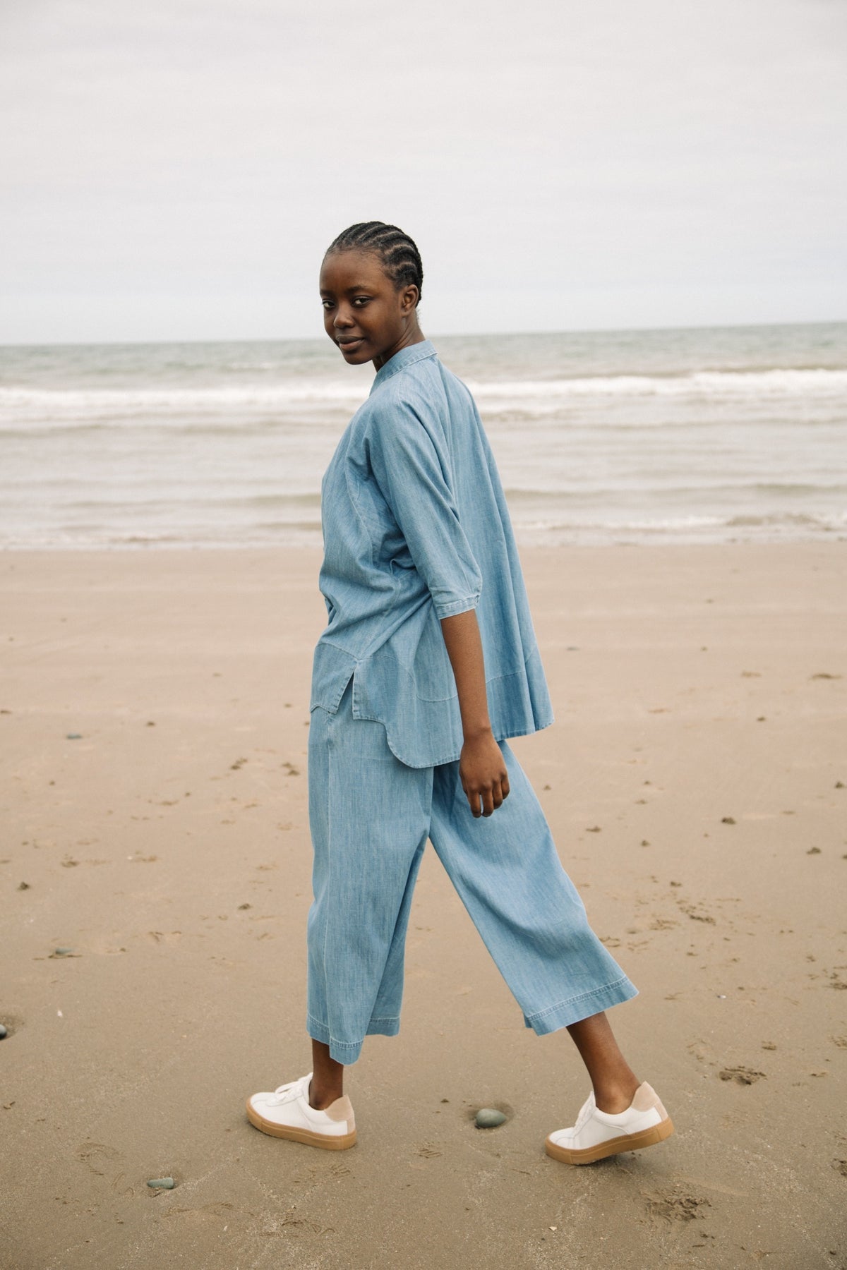 Everly-Leigh Organic Cotton Shirt in Chambray Blue | Beaumont Organic