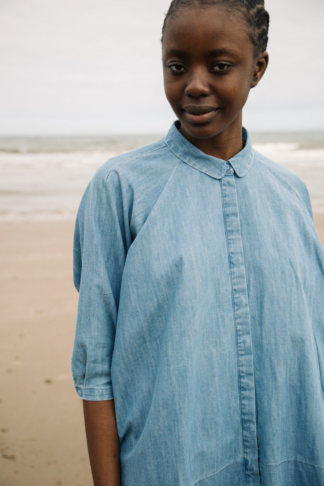 Everly-Leigh Organic Cotton Shirt in Chambray Blue | Beaumont Organic