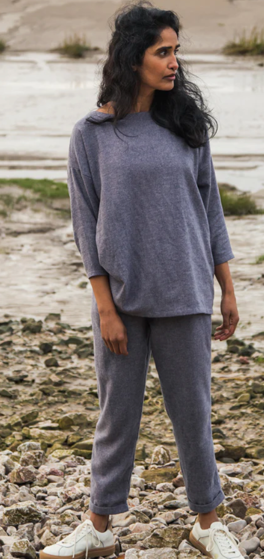 Kayley-Jane Organic Cotton Trousers In Blue | Beaumont Organic