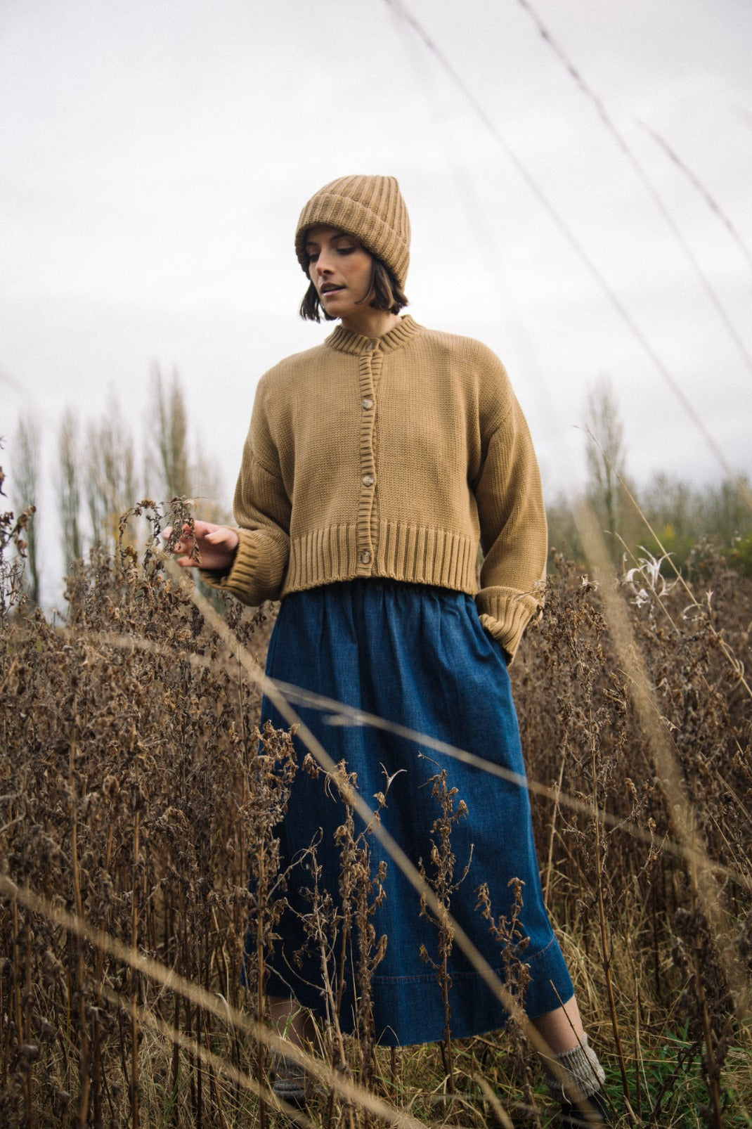 Hisa-Leigh Organic Cotton Denim Skirt in Mid Blue | Beaumont Organic