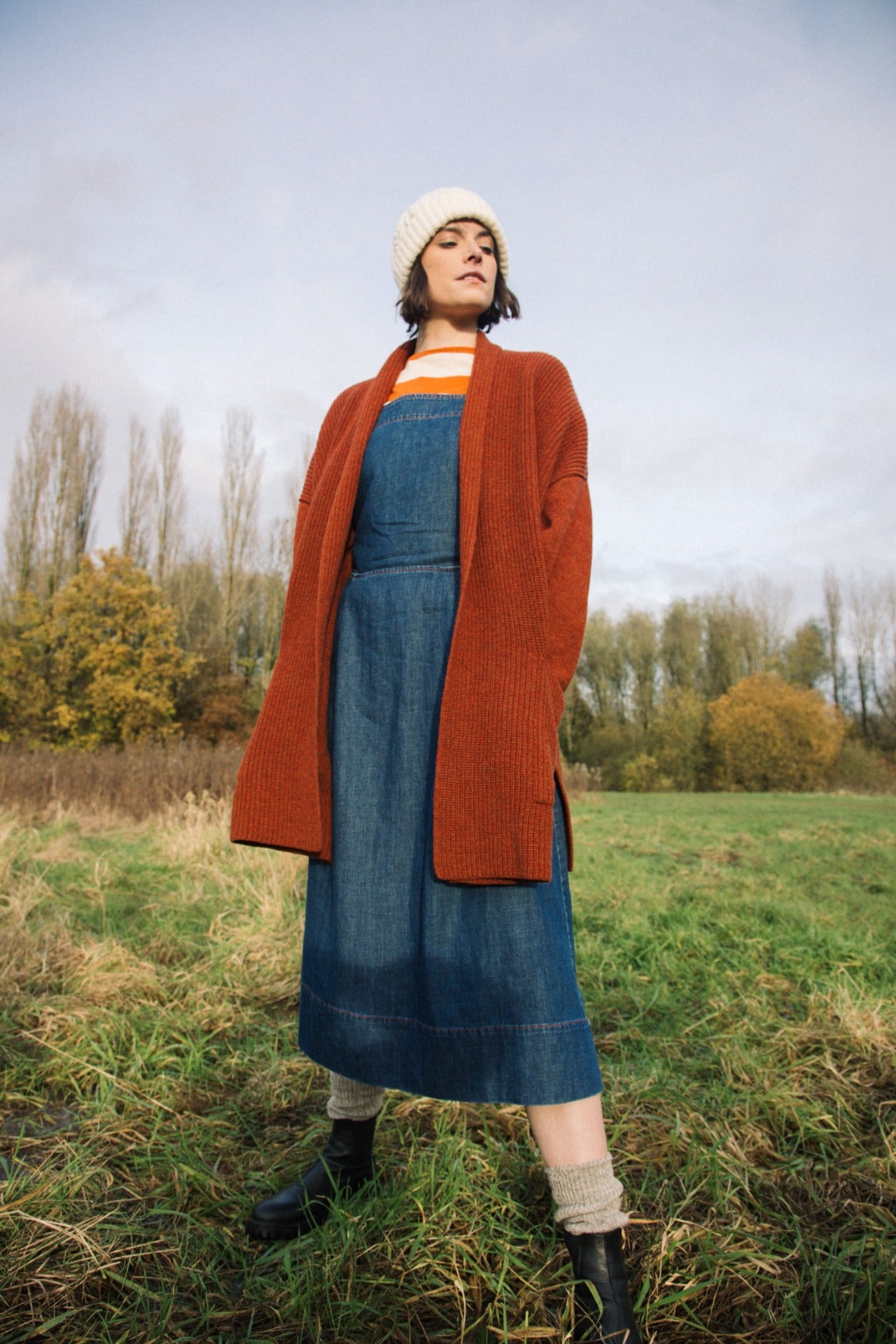 Emi Recycled Wool Cardigan in Paprika Marl | Beaumont Organic