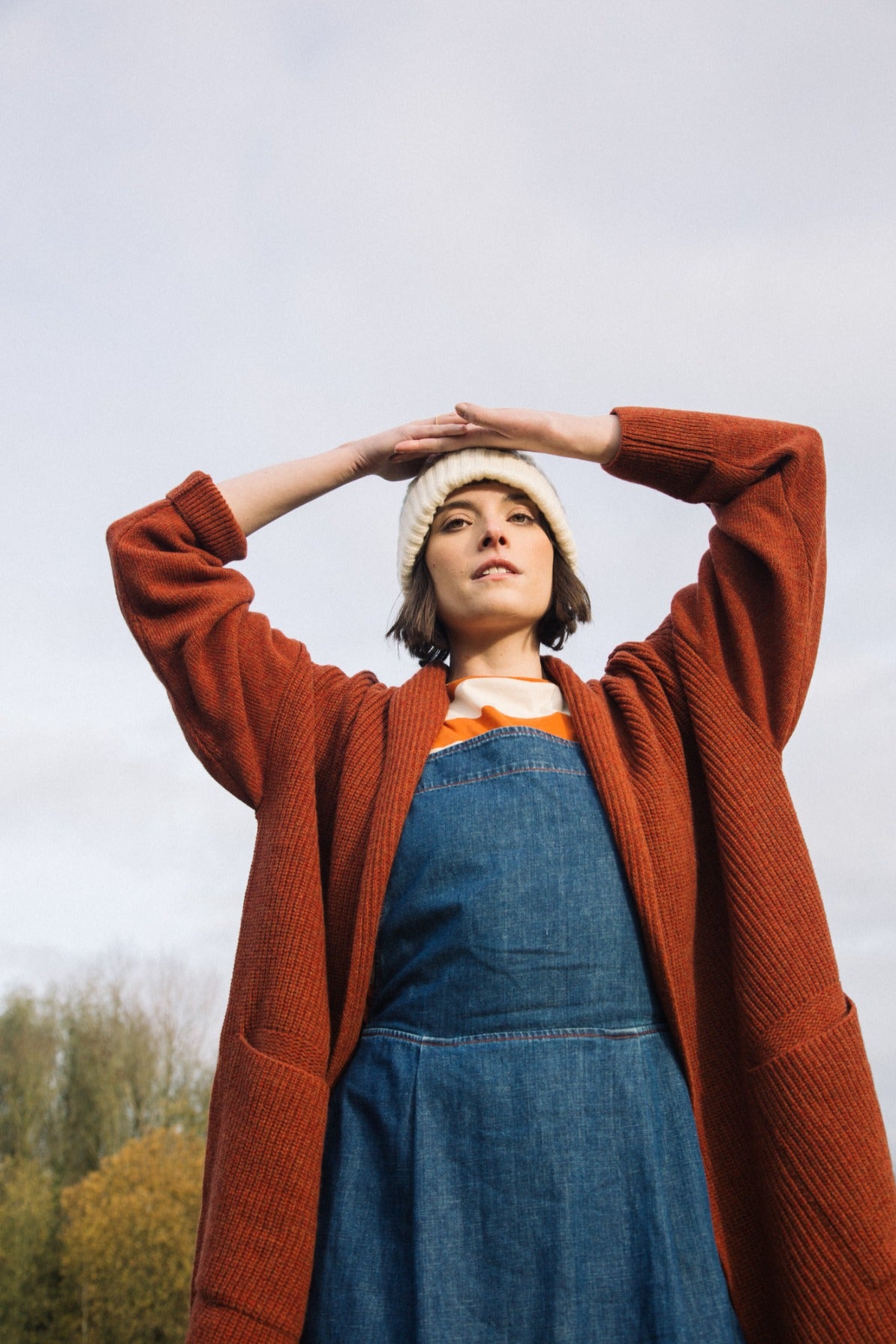 Emi Recycled Wool Cardigan in Paprika Marl | Beaumont Organic