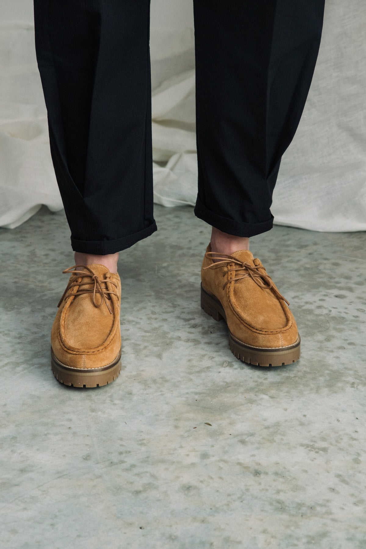 Kutsu-Kate Suede Shoe in Caramel | Beaumont Organic