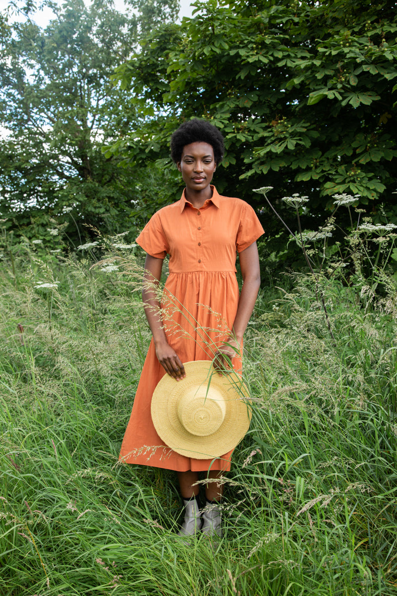 Bronwyn Organic Cotton Dress in Terracotta | Beaumont Organic