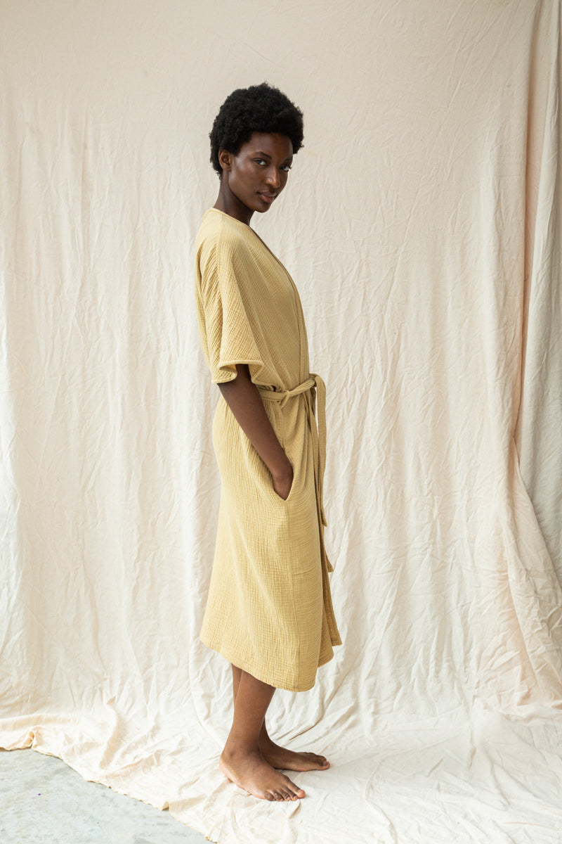 Aspyn Organic Cotton Robe in Straw | Beaumont Organic