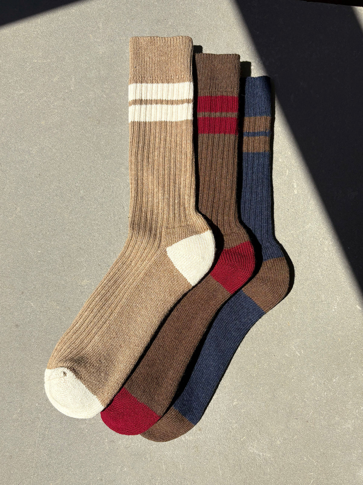 Jenni Organic Cotton Socks in Navy Marl and Brown | Beaumont Organic