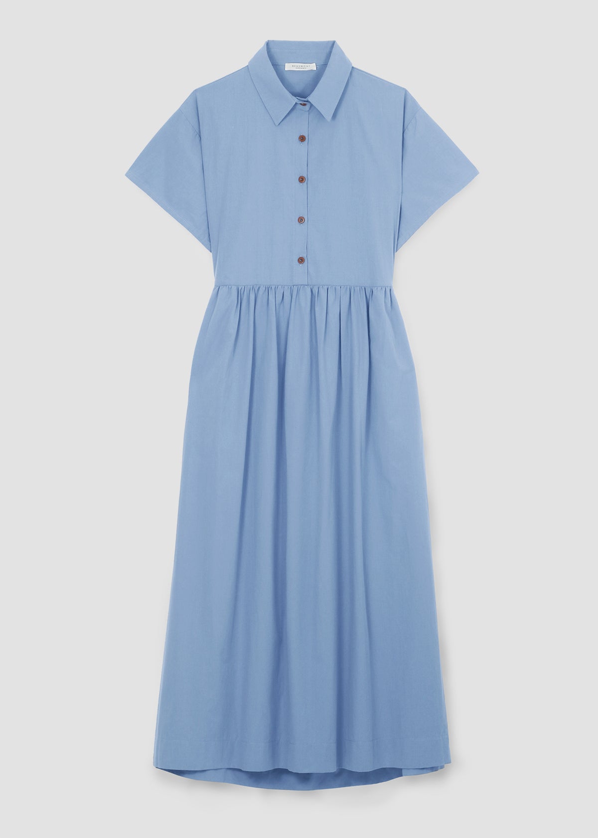 Bronwyn Organic Cotton Dress in Washed Blue | Beaumont Organic