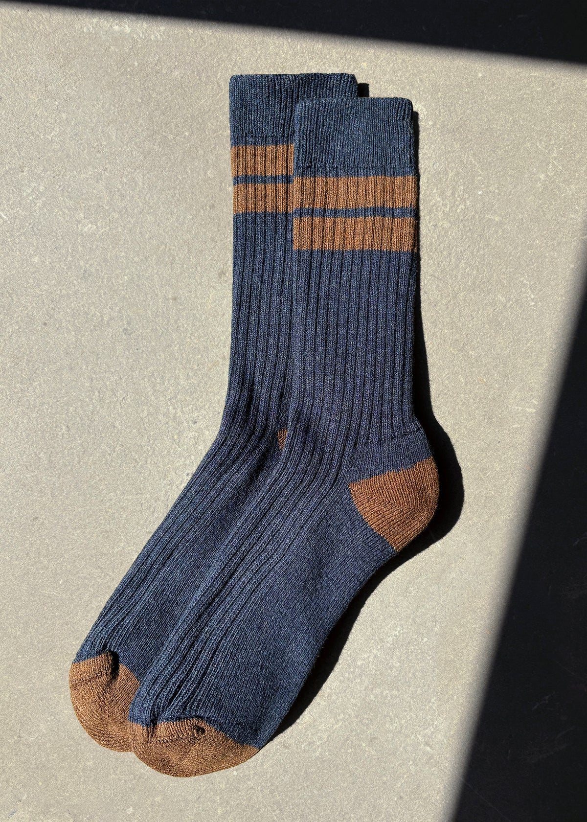 Jenni Organic Cotton Socks in Navy Marl and Brown | Beaumont Organic