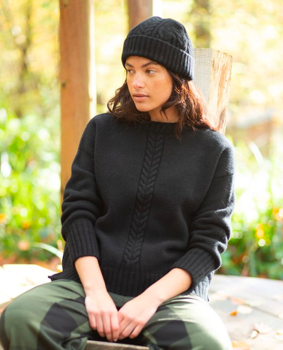 Marney Lambswool Jumper in Black | Beaumont Organic