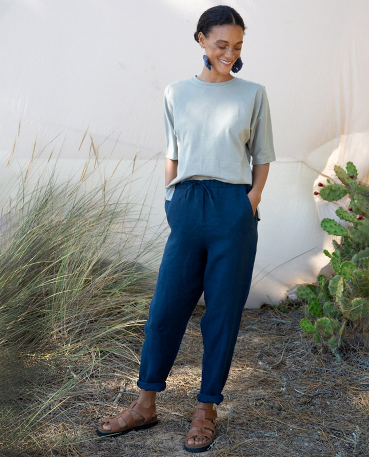 Kayley-May Linen Trouser In Indigo | Beaumont Organic