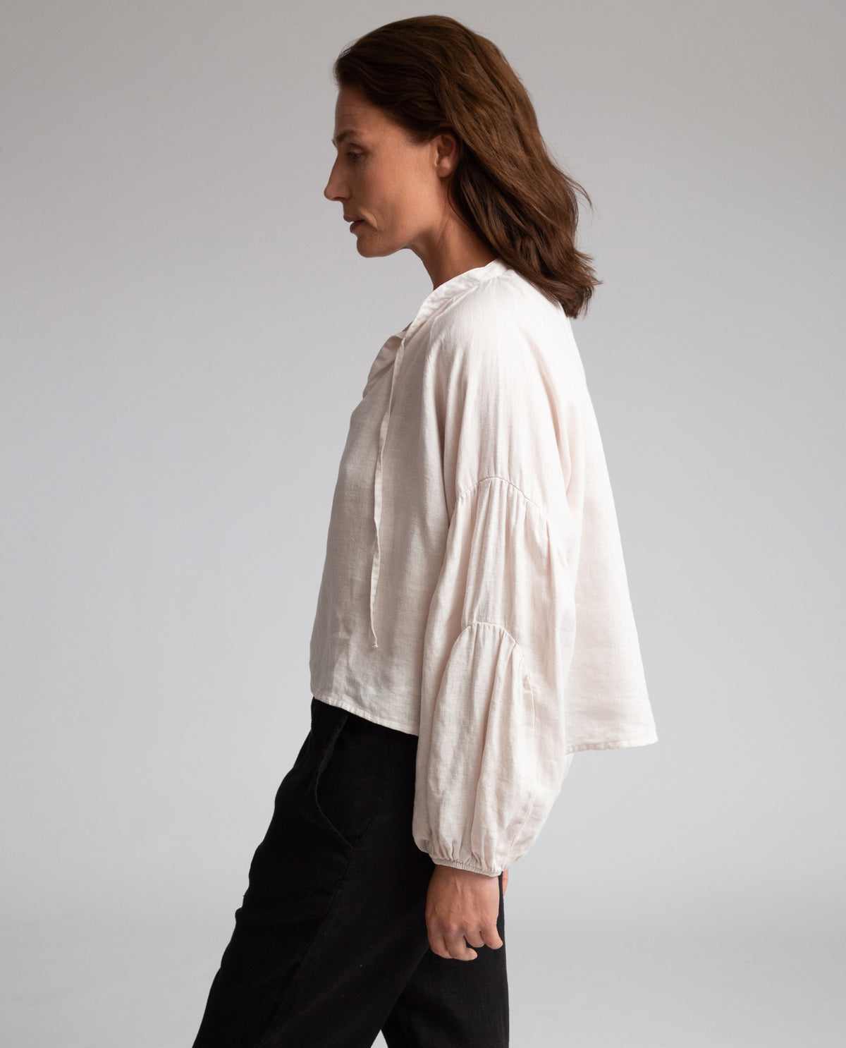 Francesca Linen Top In Perfectly Pale | Beaumont Organic