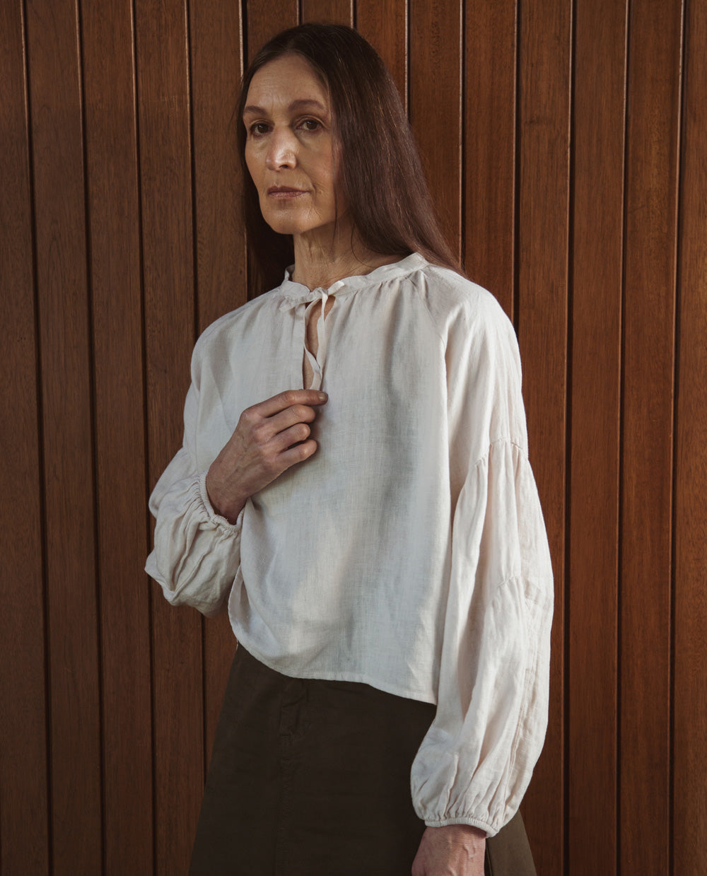 Francesca Linen Top In Perfectly Pale | Beaumont Organic