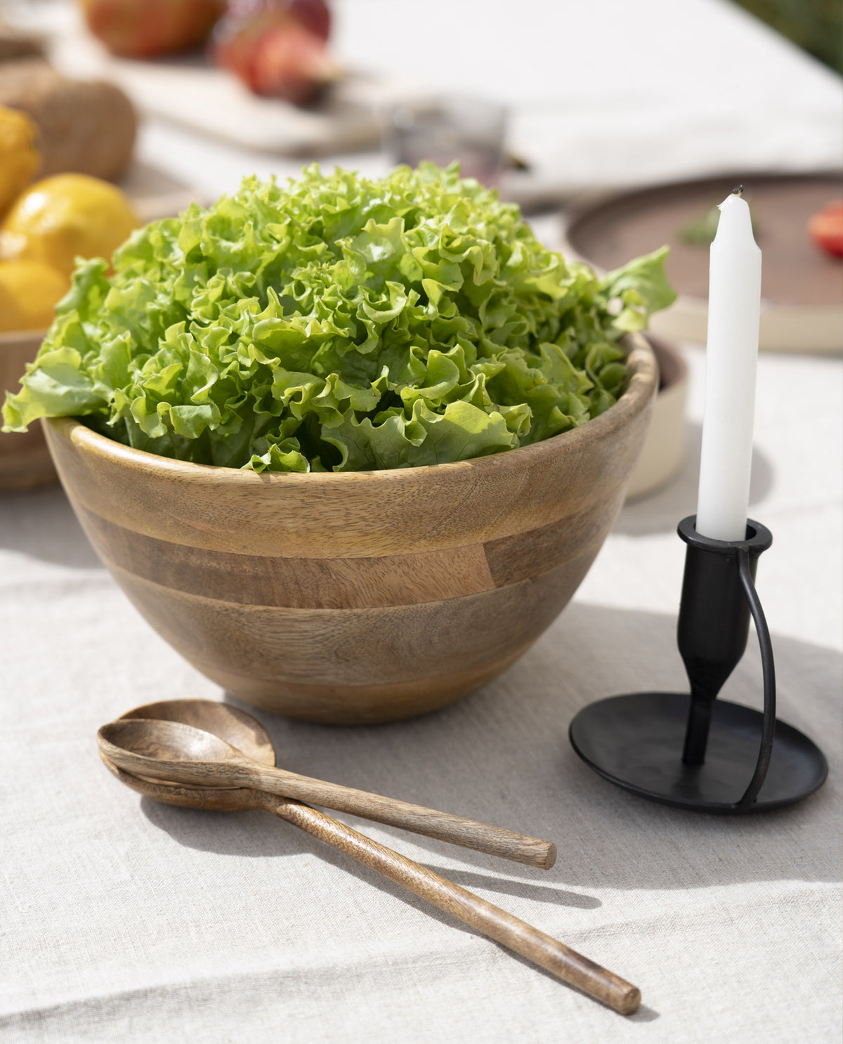 Indus Large Wooden Bowl in Natural | Beaumont Organic