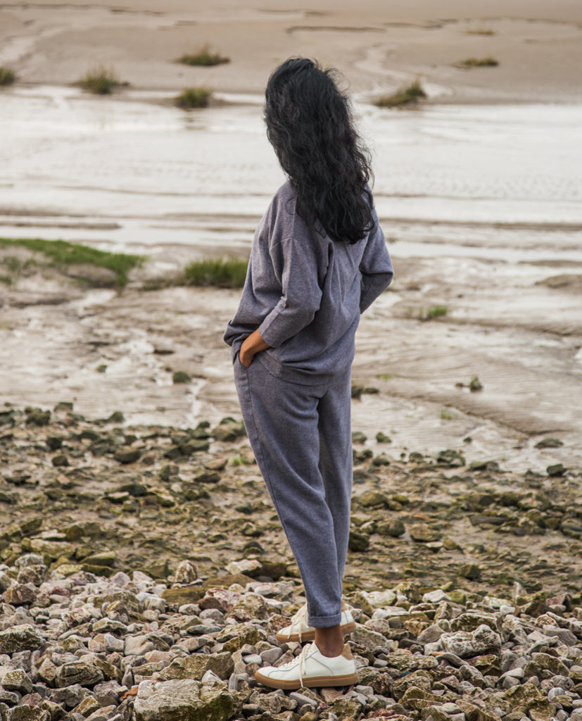 Kayley-Jane Organic Cotton Trousers In Blue | Beaumont Organic