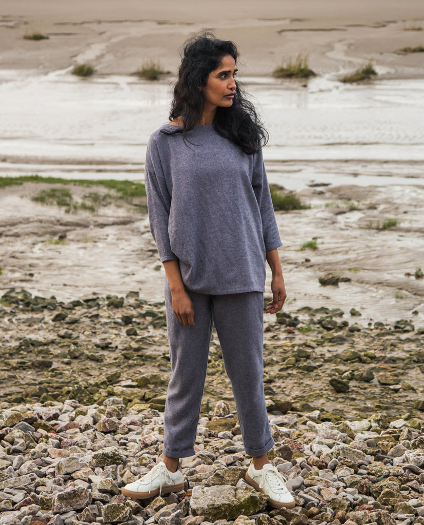 Kayley-Jane Organic Cotton Trousers In Blue | Beaumont Organic